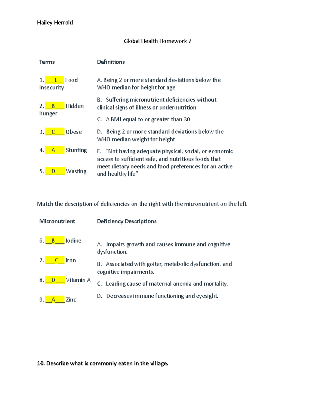 Global Health Homework 7 - Hailey Herrold Global Health Homework 7 ...