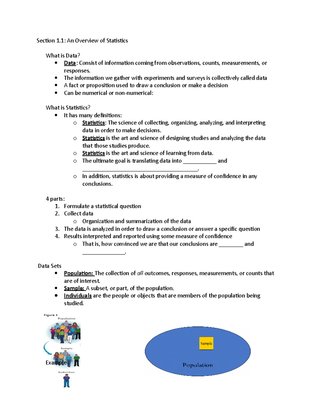 Unit Chapter 1.1 - Section 1: An Overview of Statistics What is Data ...