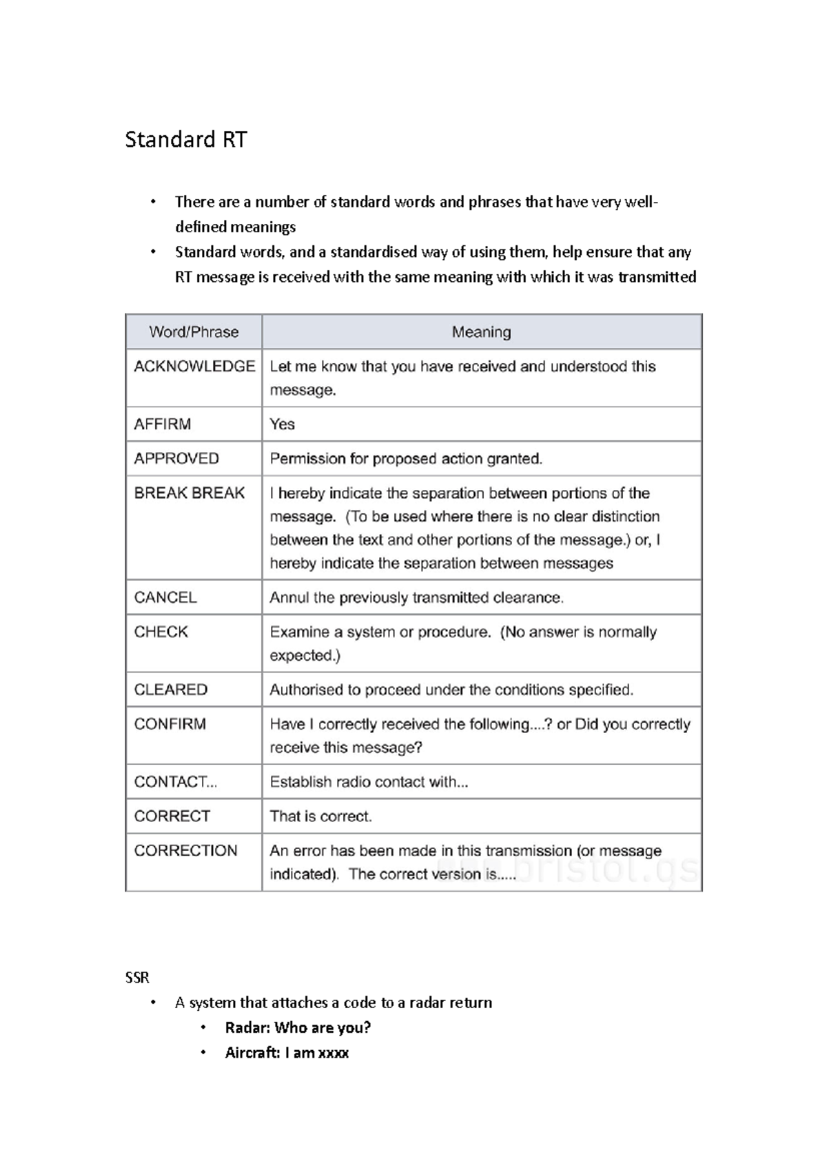 Standard RT - Notes for subject - Standard RT There are a number of ...