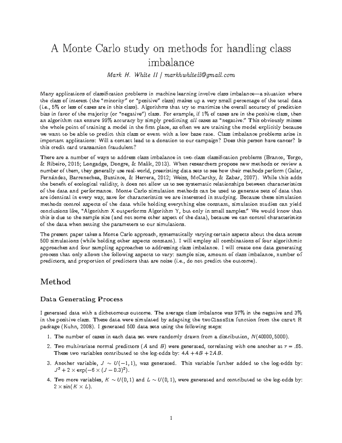 Data class imbalance, how to bring balance in the target variables. - A Monte Carlo study on ...