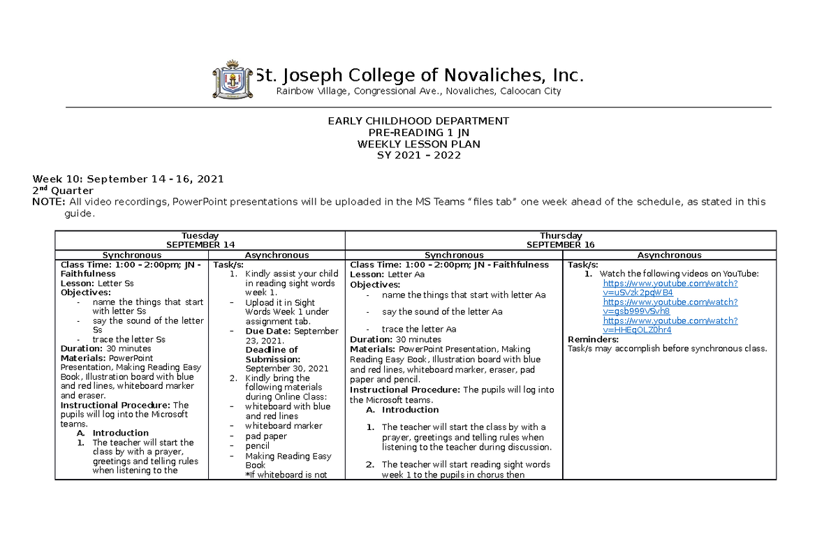 PRE Reading JN WEEK 10 and 11 - St. Joseph College of Novaliches, Inc ...