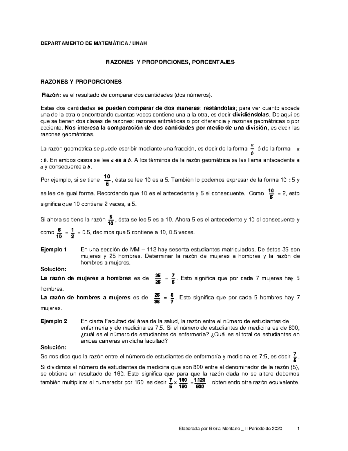 5 Razones Proporciones Porcentajes - DEPARTAMENTO DE MATEMÁTICA / UNAH ...