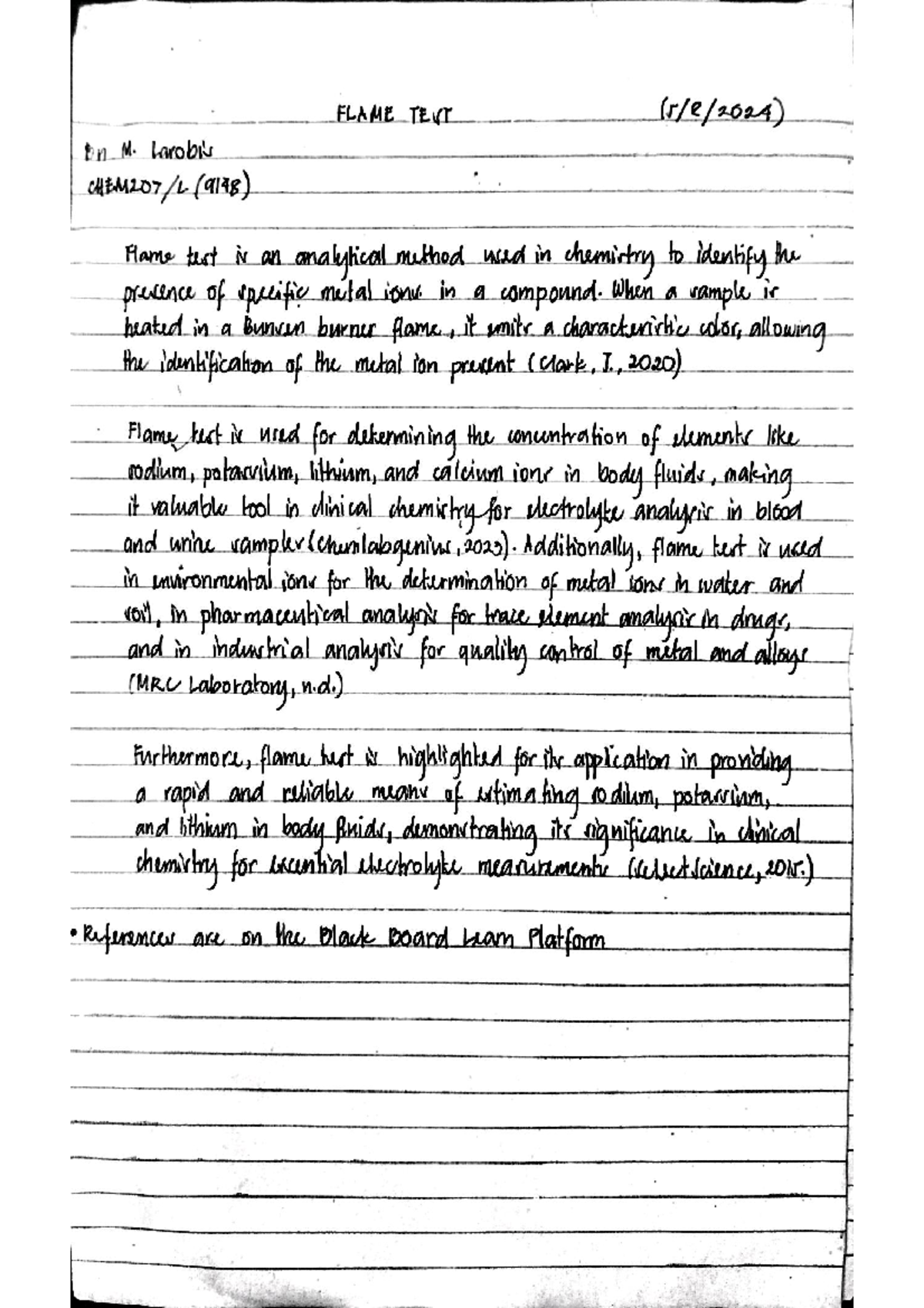 Flame test - BSPHARM - Studocu