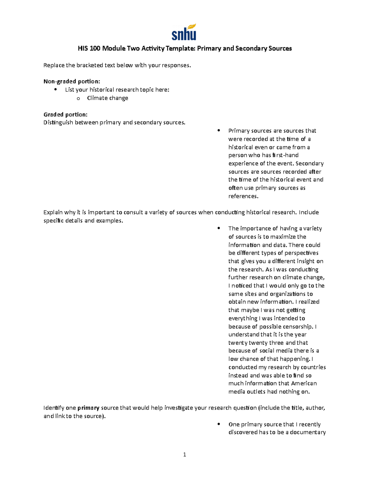 HIS 100 Module Two Activity Sources (2023) - HIS 100 Module Two ...