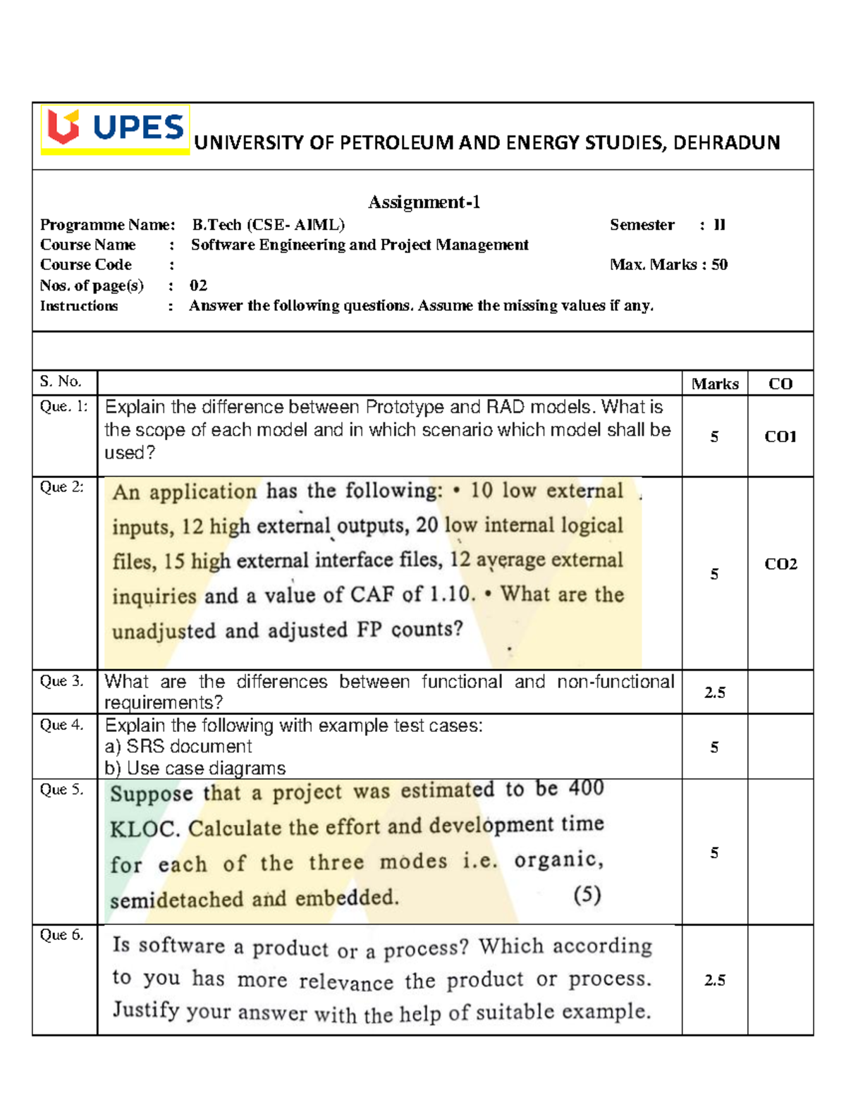 SEPM A1 - Software Engineering and Project Management - UNIVERSITY OF ...