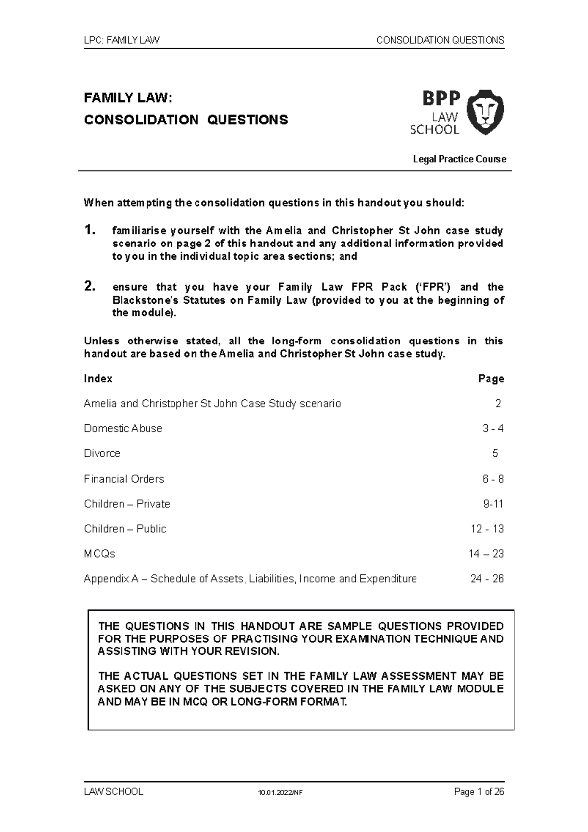 FL Consolidation Questions 2021-22 - LPC: FAMILY LAW CONSOLIDATION ...