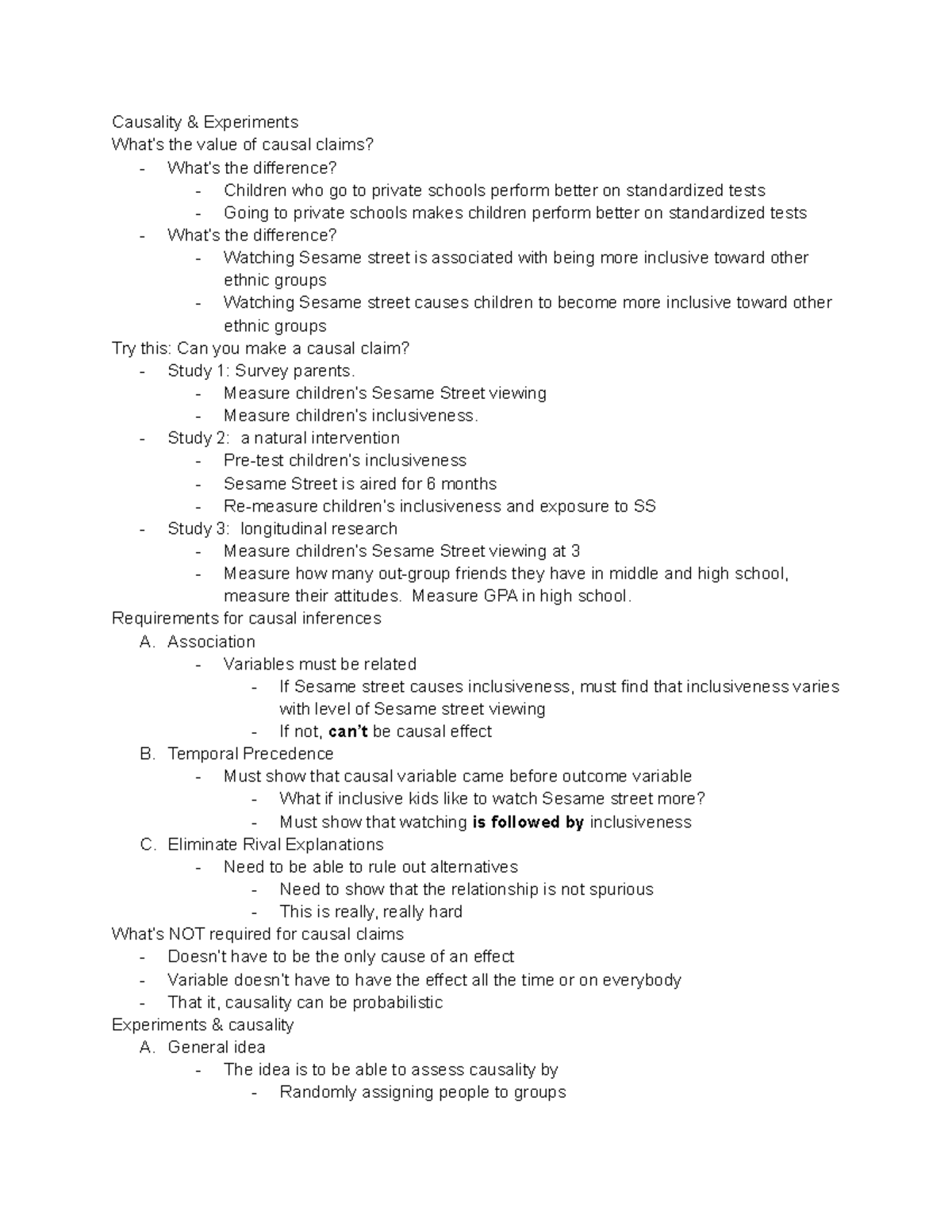 Lecture 11 - Causality & Experiments What’s the value of causal claims? - What’s the difference ...