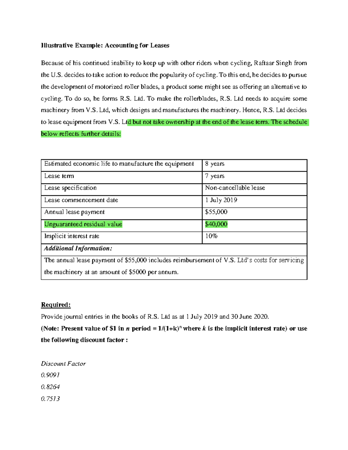 Week 6 Lecture Illustrative Example - Illustrative Example: Accounting for Leases Because of his ...
