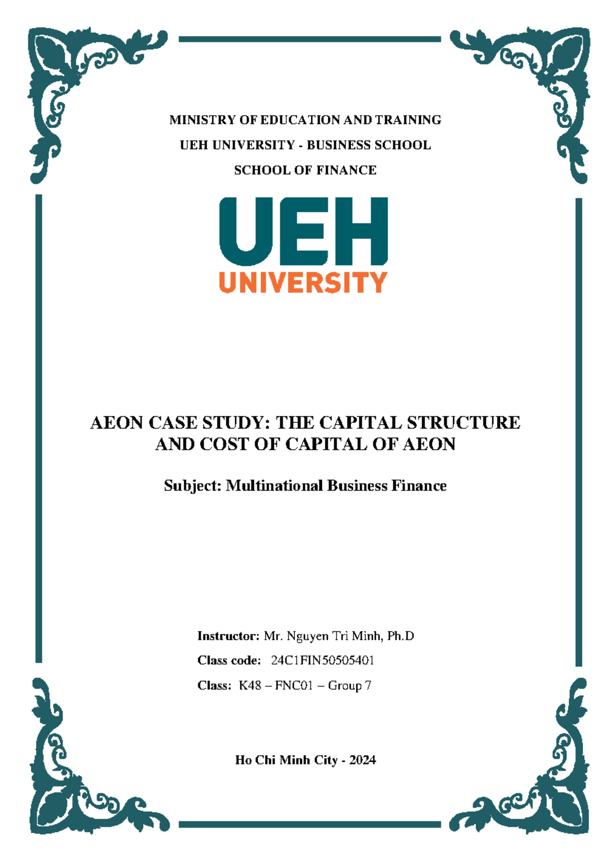 Aeon Case Study - MINISTRY OF EDUCATION AND TRAINING UEH UNIVERSITY ...