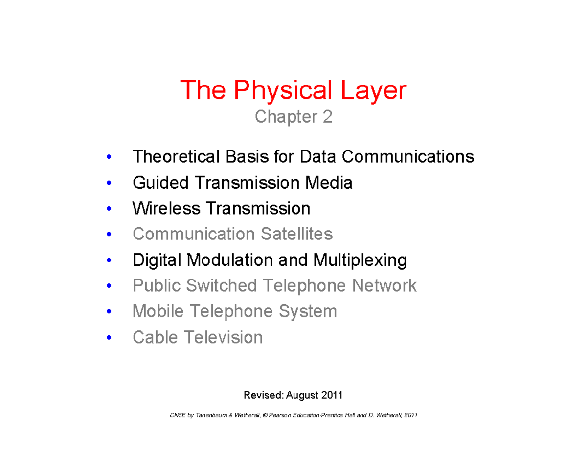 Chapter 2-Physical Layer - ThTh e PhPh ysii cal Ll Layer Chapter 2 ... Chapter 2-Physical Layer - ThTh e PhPh ysii cal Ll Layer Chapter 2 ...