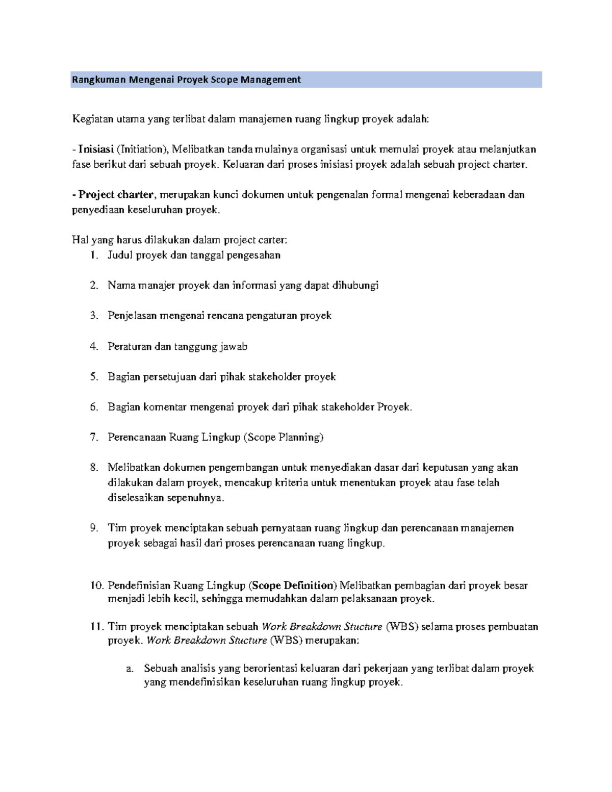 Rangkuman Mengenai Proyek Scope Management - Keluaran dari proses ...