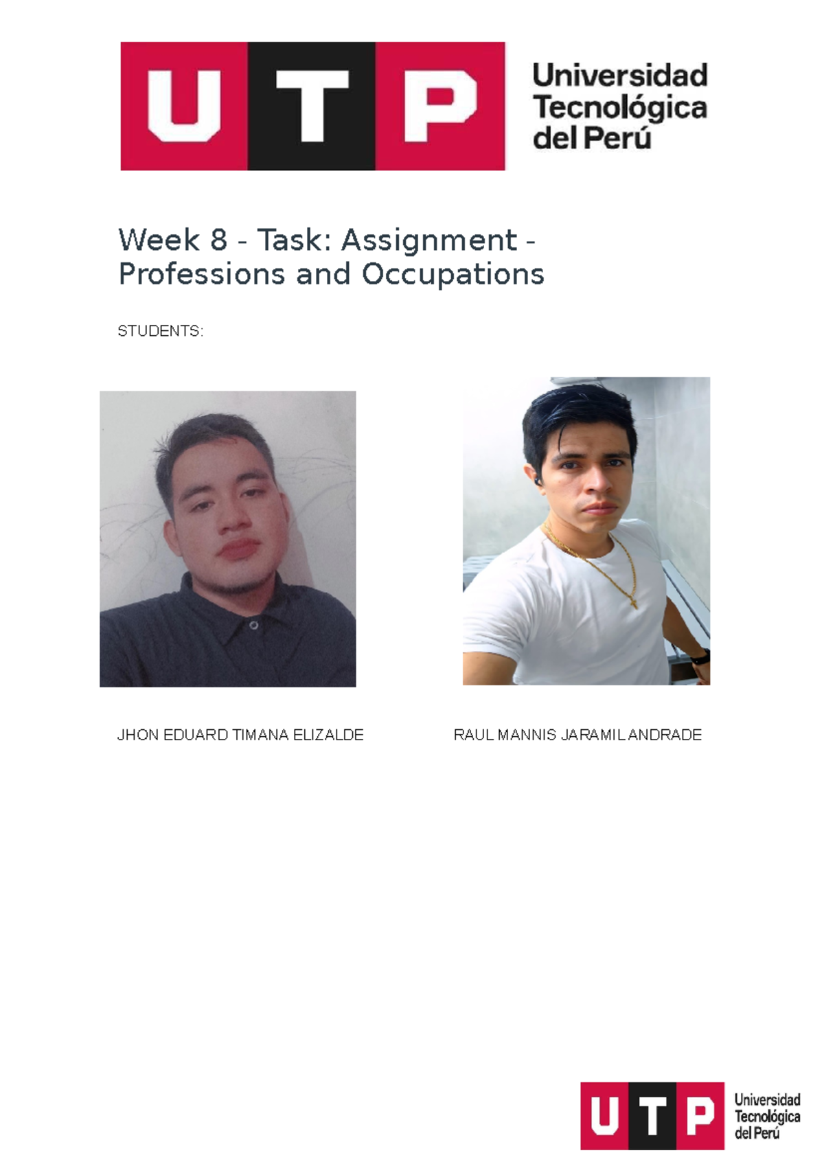 Assignment - Professions and Occupations - Week 8 - Task: Assignment - Professions and ...