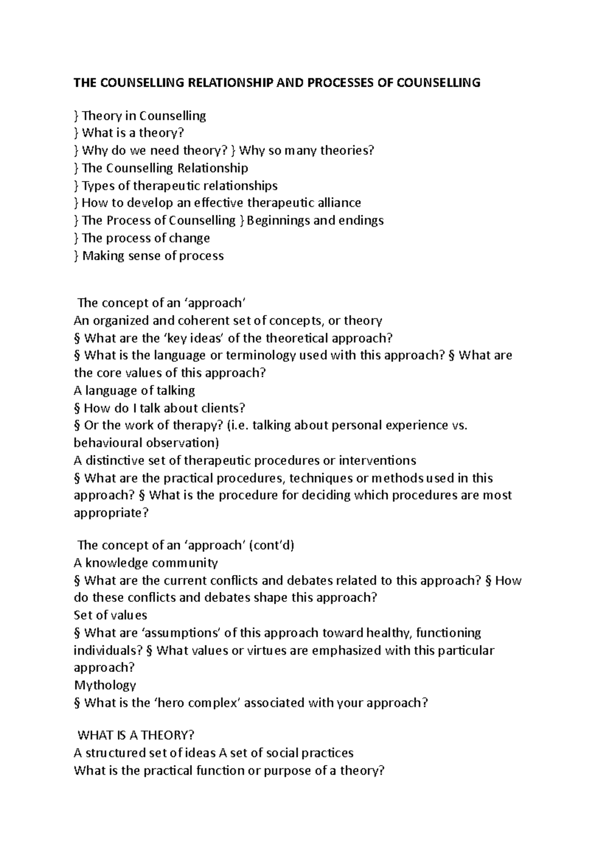 THE Counselling Relationship AND Processes OF Counselling - THE ...