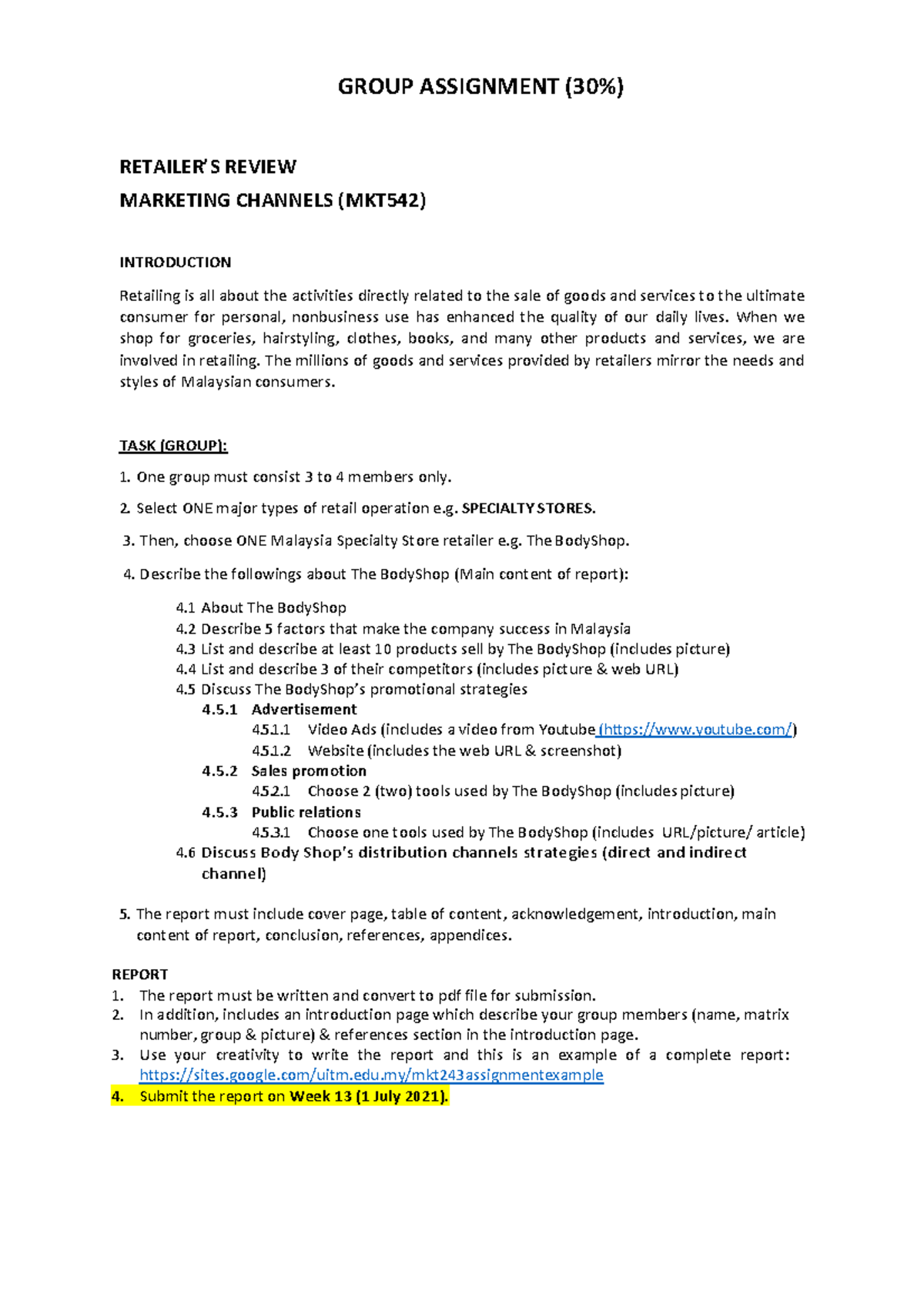 Group Assignment - GROUP ASSIGNMENT (30%) RETAILER’S REVIEW MARKETING ...