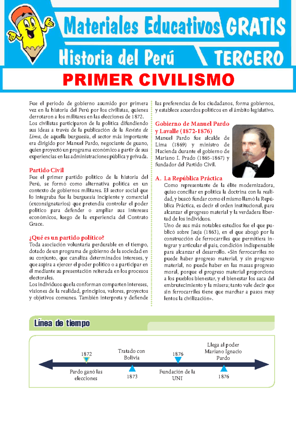 Primer Civilismo para Tercer Grado de Secundaria - Fue el periodo de ...