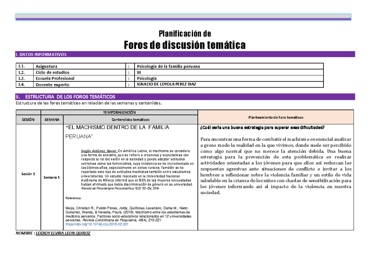 MI FORO DE Discusión Temática - Planificación de Foros de discusión ...