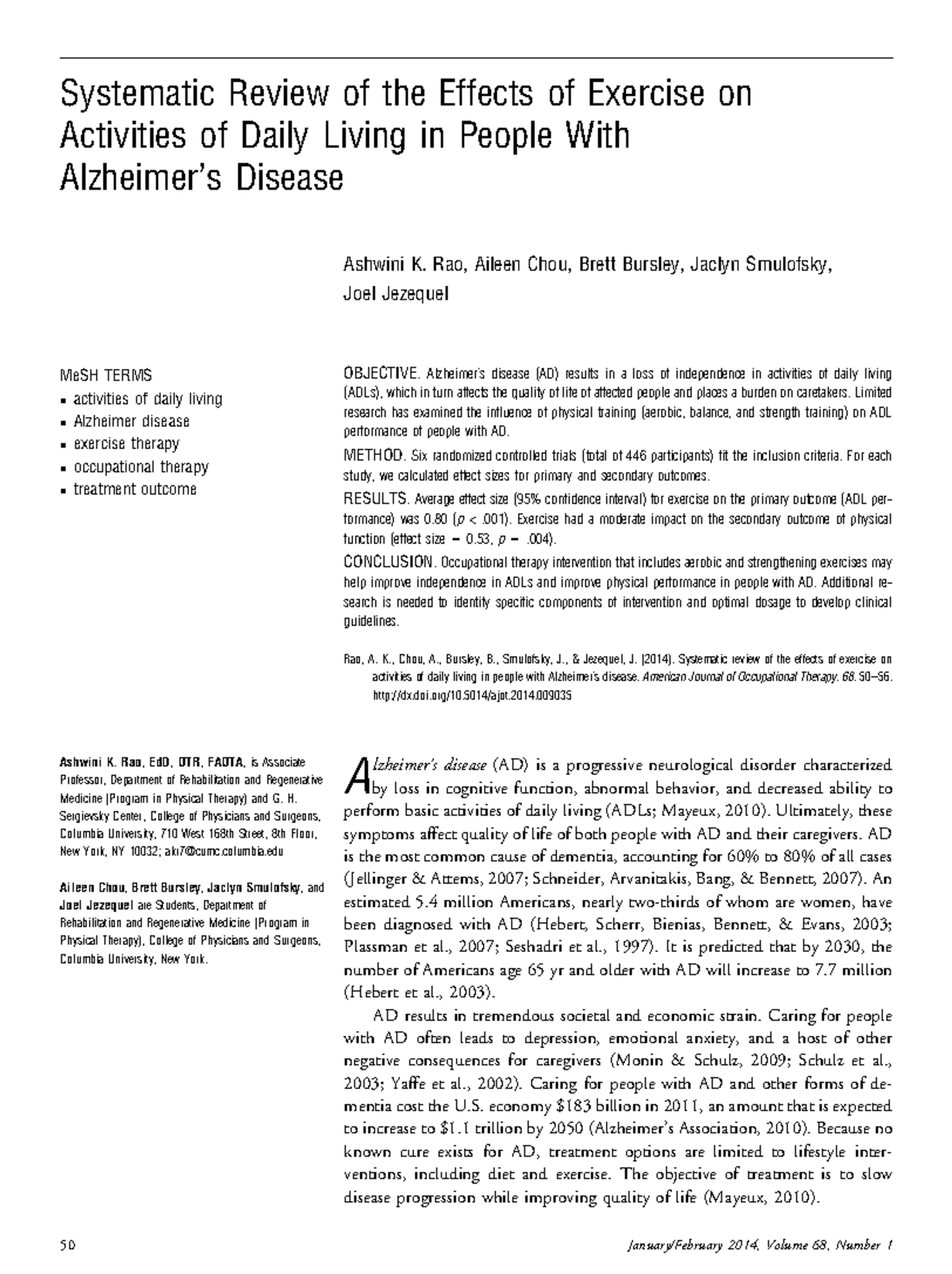 Systematic Review of the Effec - Rao, Aileen Chou, Brett Bursley ...