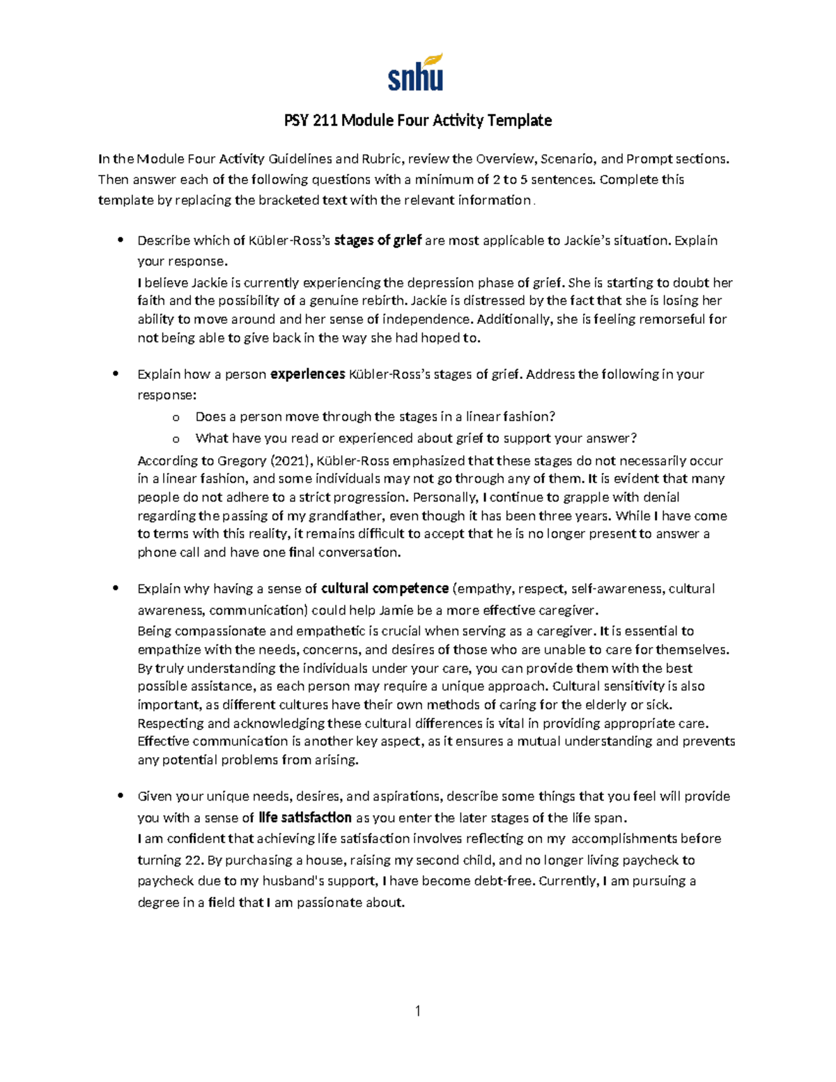 Psy211 mod 4 - module 4 - PSY 211 Module Four Activity Template In the ...