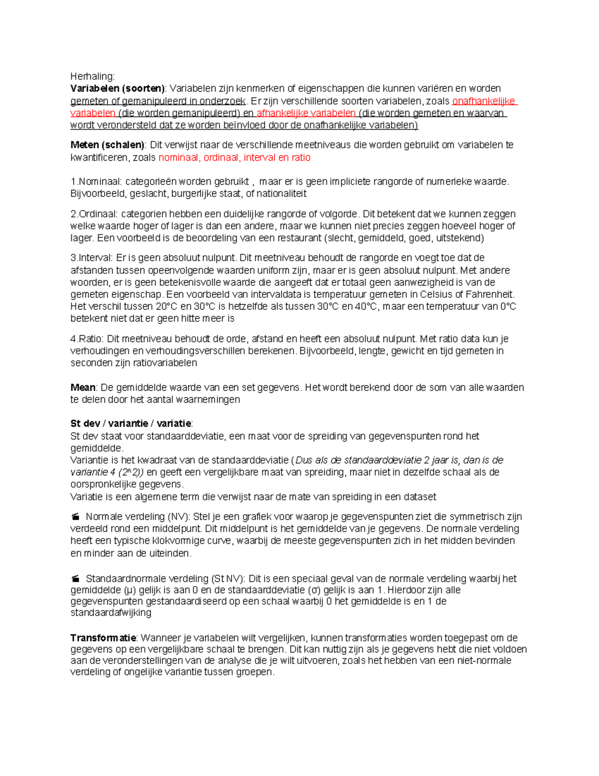 Herhaling methoden en technieken - Herhaling: Variabelen (soorten ...