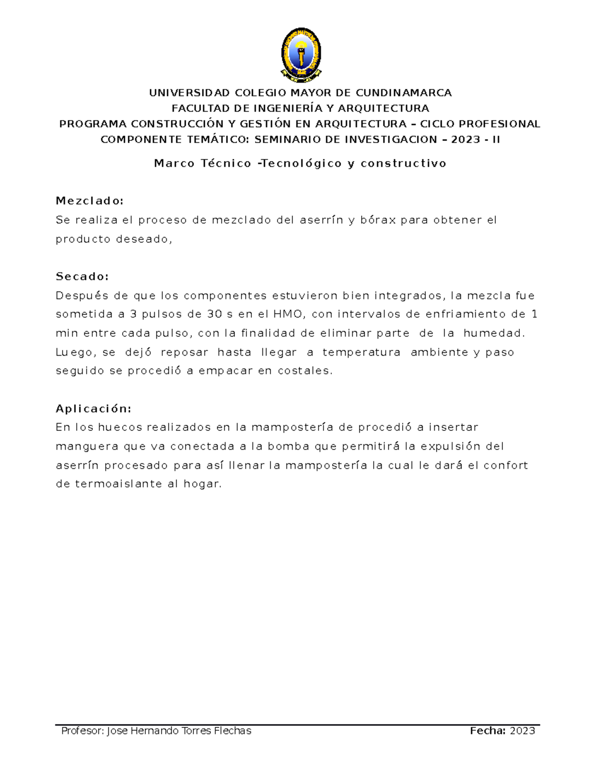 Marco T - Descripción proyecto - FACULTAD DE INGENIERÍA Y ARQUITECTURA ...