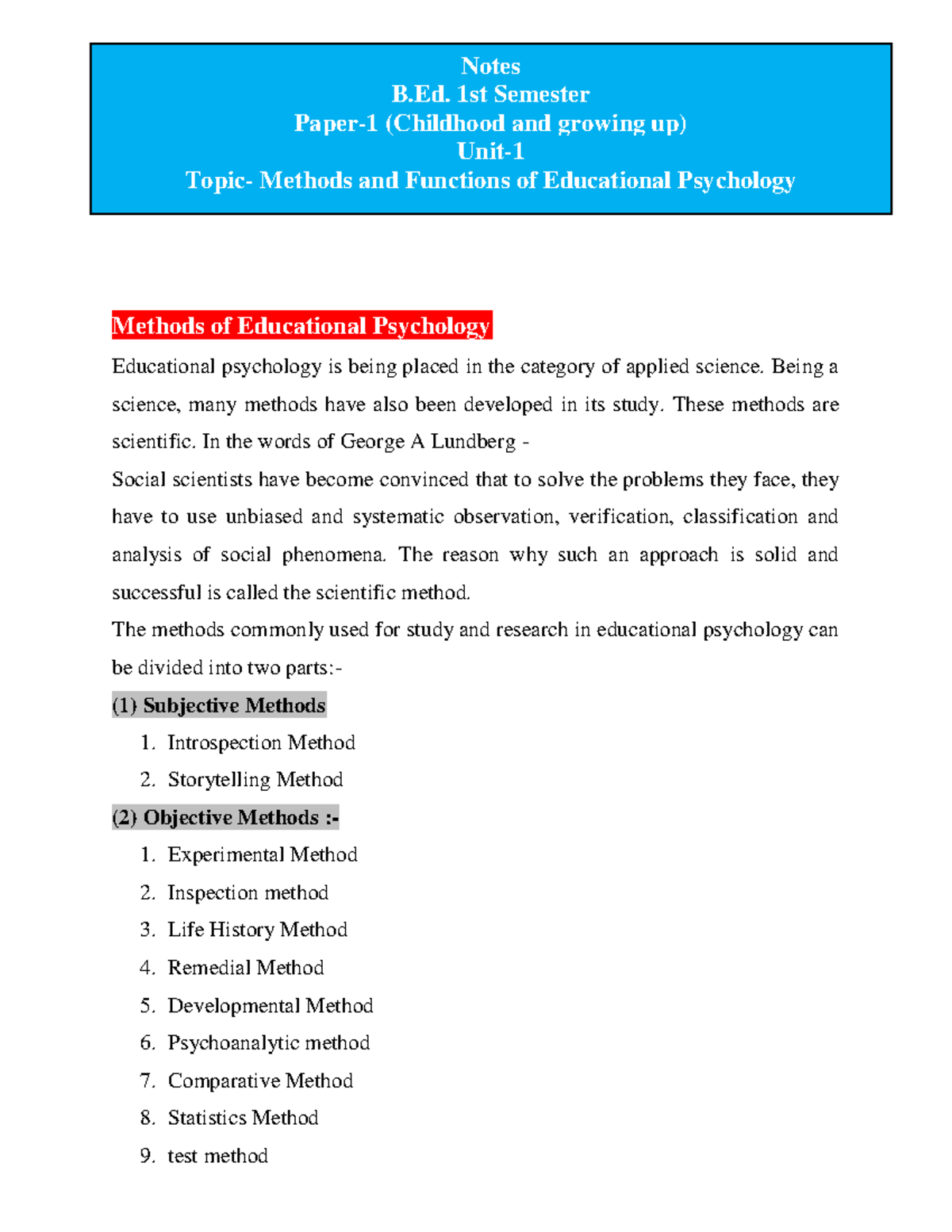 Methods of Educational Psychology-In English - Methods of Educational ...