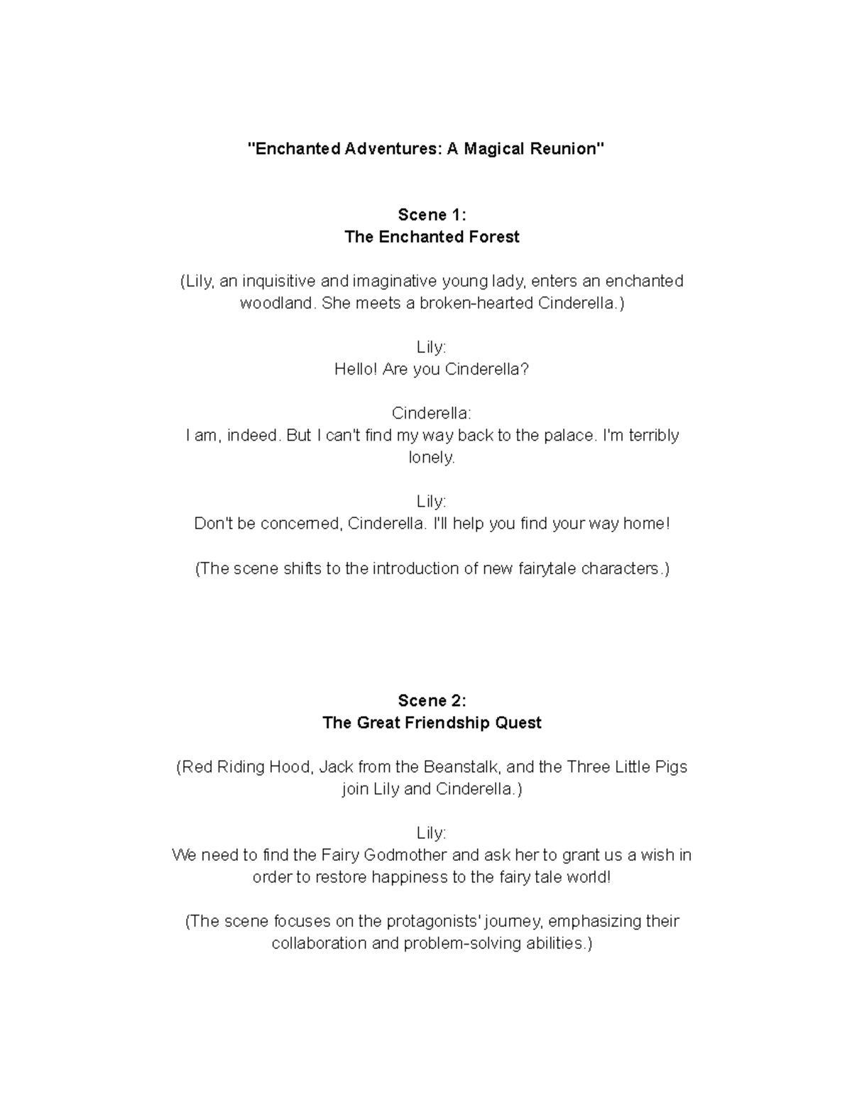 Play - Script - "Enchanted Adventures: A Magical Reunion" Scene 1: The ...