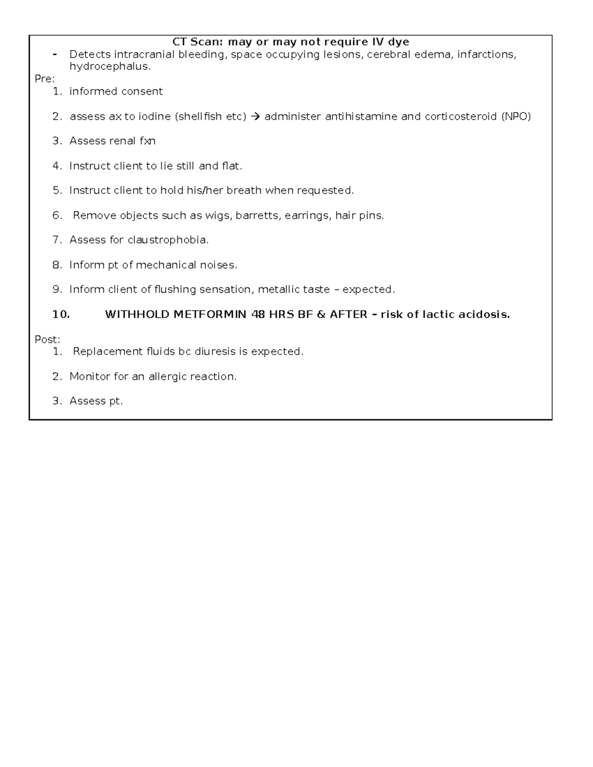 Procedures - NOTES - Detects intracranial bleeding, space occupying ...