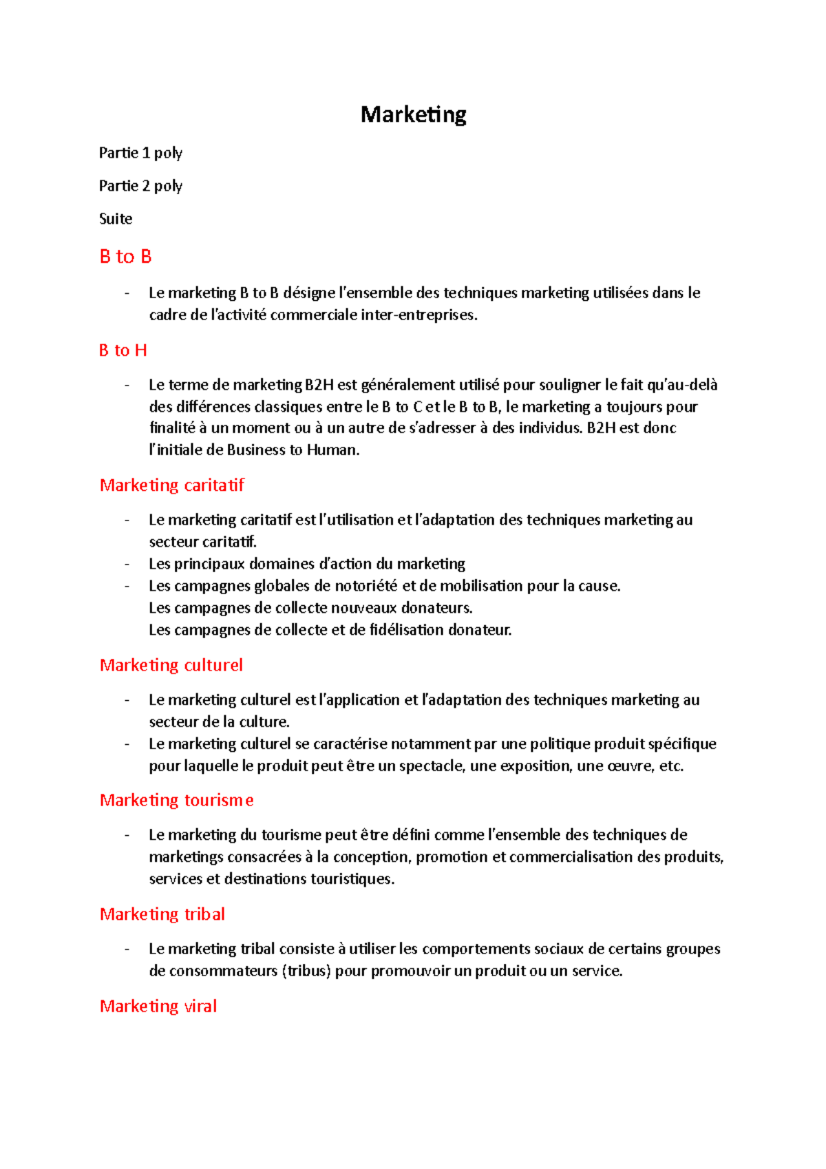 Fondement du Marketing DUT TC - Marketing Partie 1 poly Partie 2 poly ...