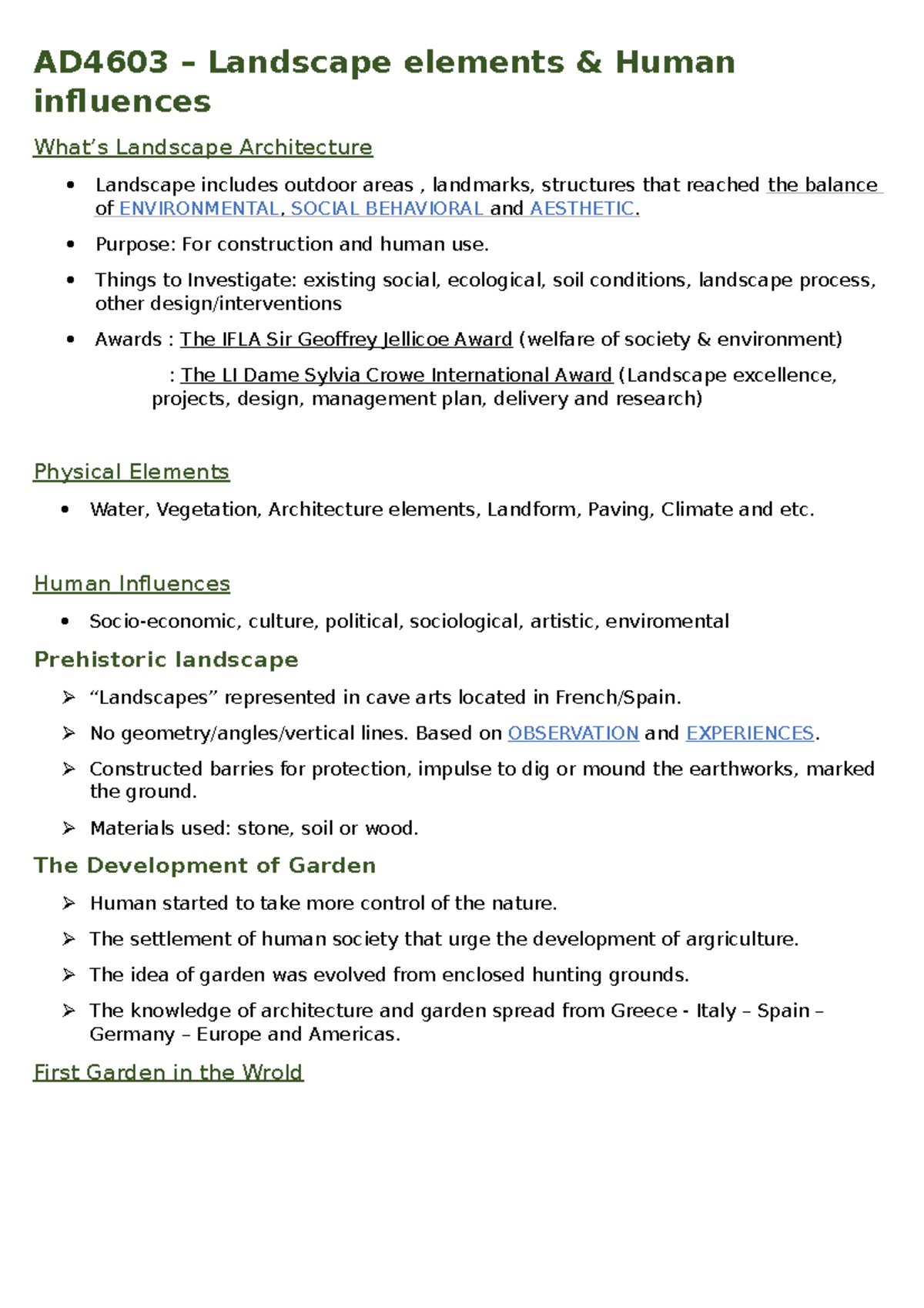 Landscape Elements and Human Influences - AD4603 – Landscape elements ...