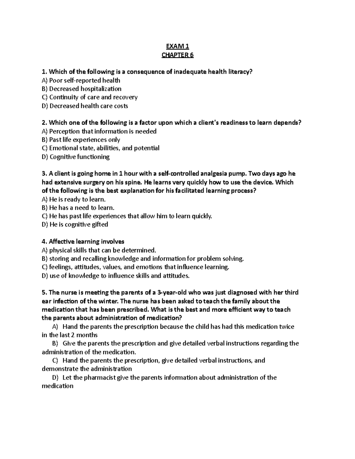 Comm. ch 6 EXAM 1 - Dr. Weaver Practice questions - EXAM 1 CHAPTER 6 ...