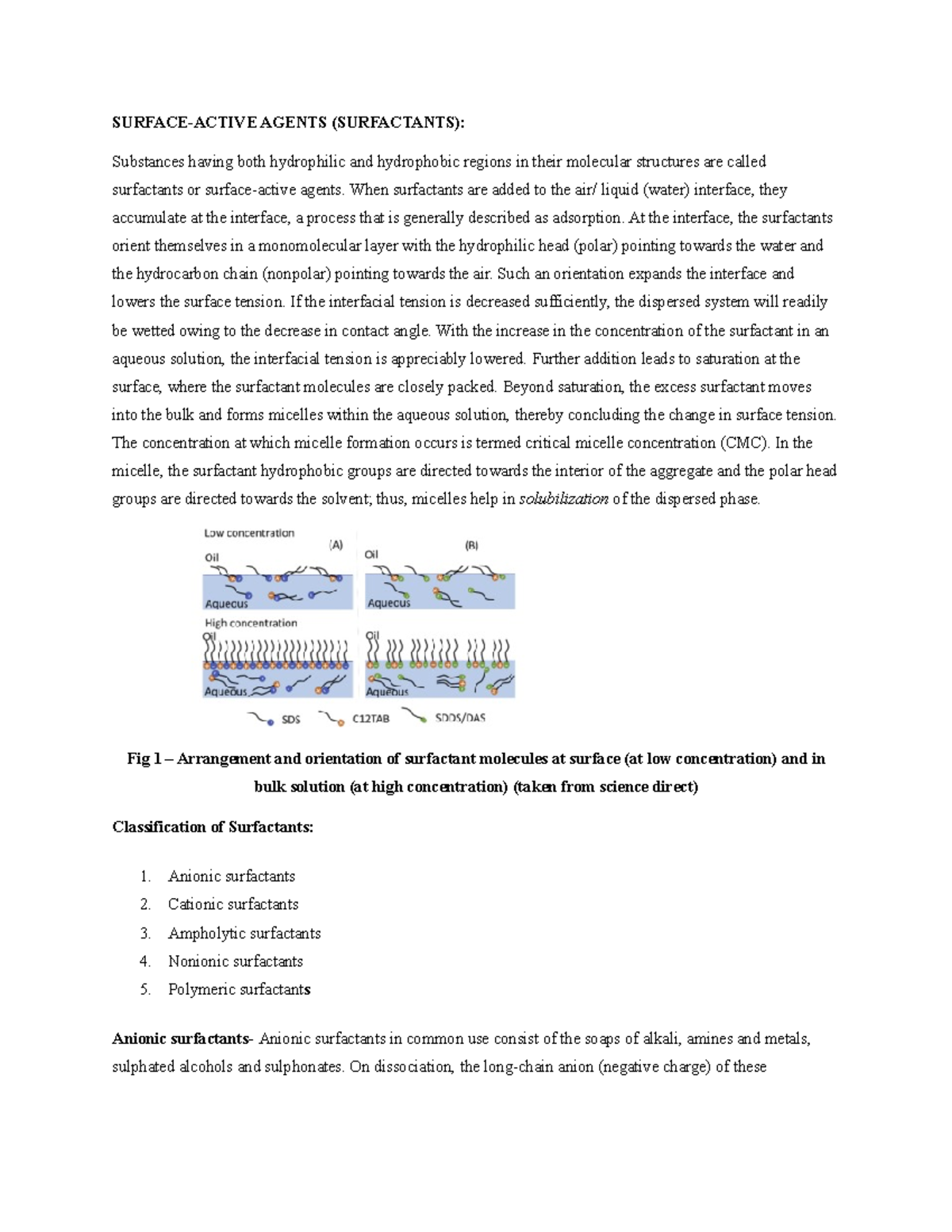 Surfactant - Lecture notes 2 - SURFACE-ACTIVE AGENTS (SURFACTANTS ...