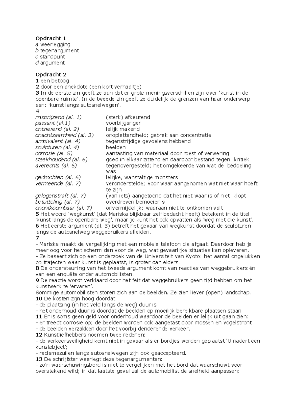 Opdracht 1 en 2 - Opdracht 1 a weerlegging b tegenargument c standpunt ...