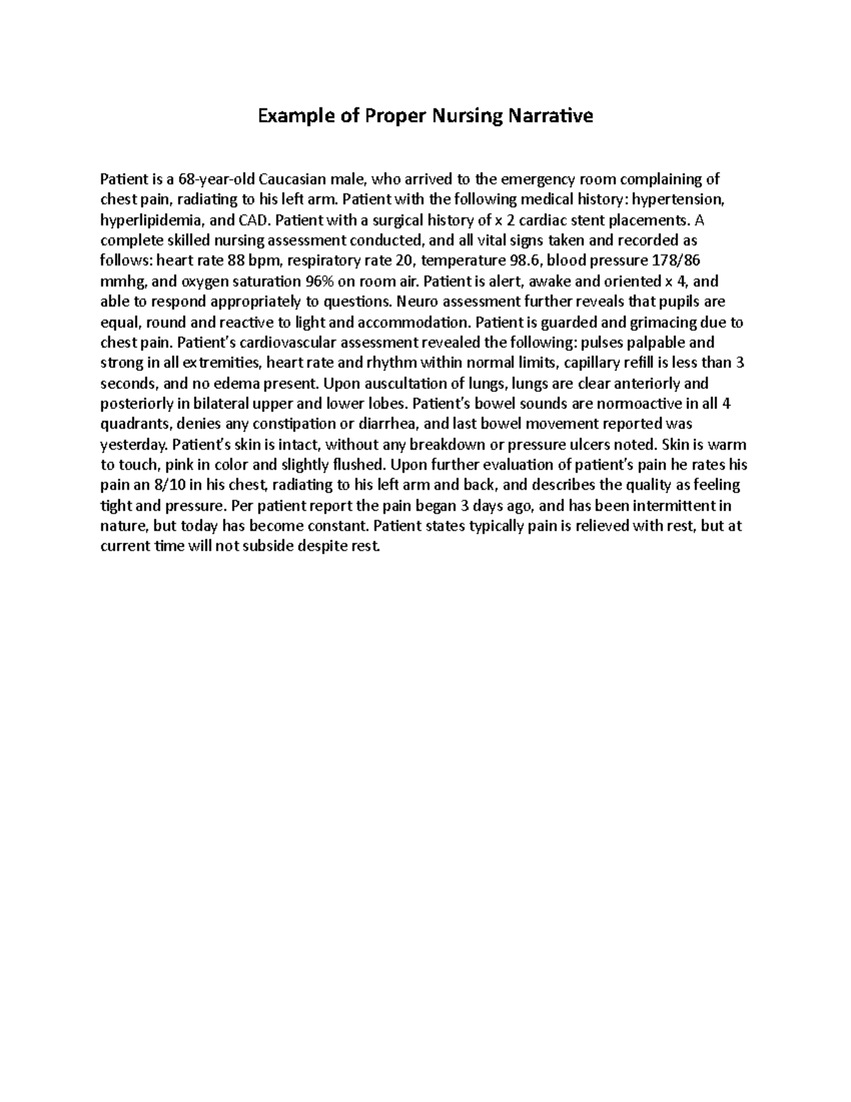 nursing 110 lab work/ helpful guide/ - Example of Proper Nursing ...