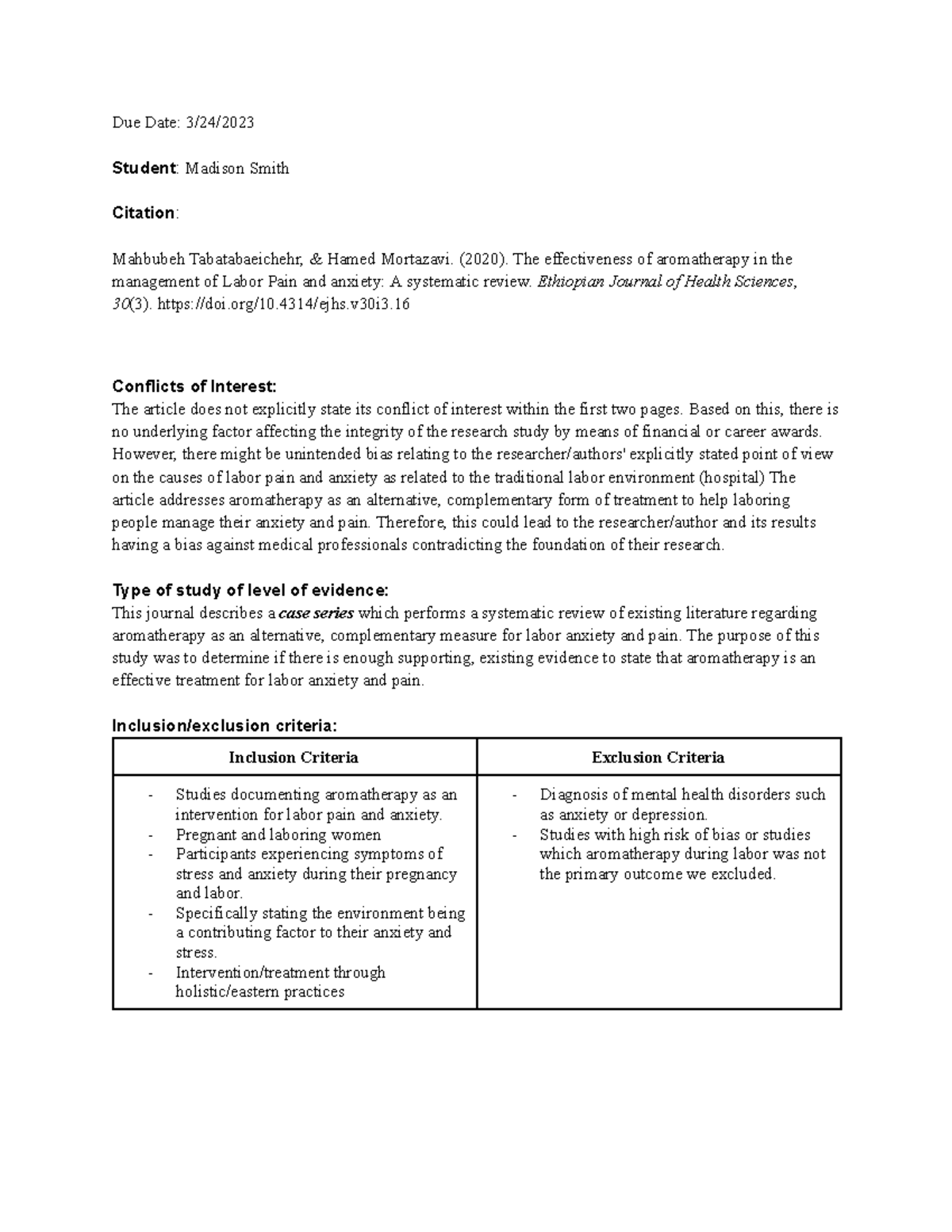 Article Review #2 (4 - Temple University, Intro to Holistic Medicine ...