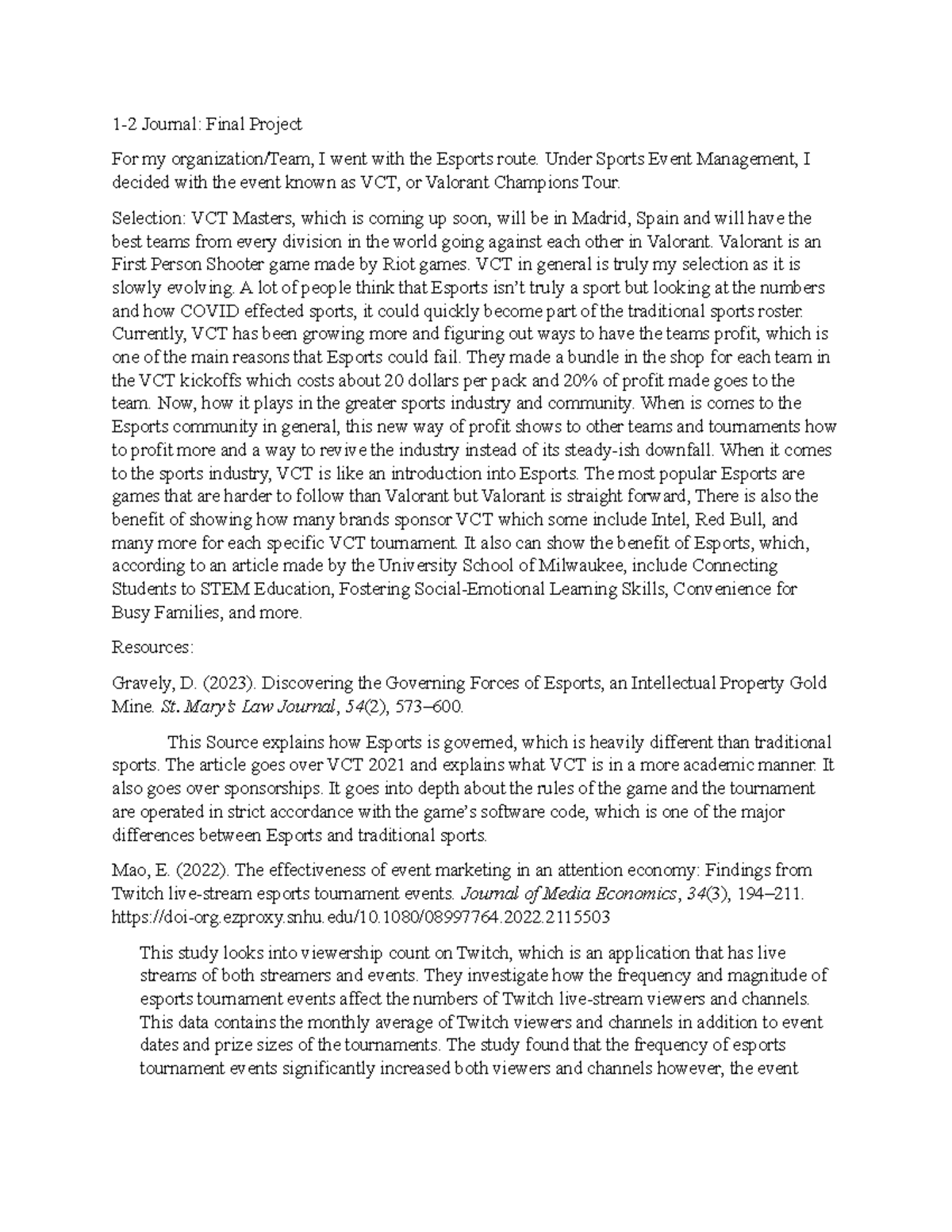 1-2 Journal SPT - 1-2 Journal: Final Project For my organization/Team ...