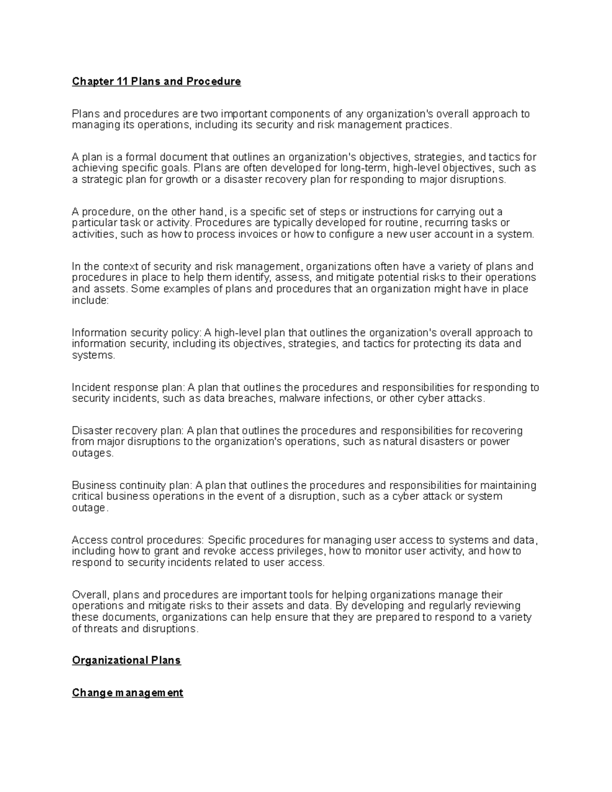 Chapter 11 Plans and Procedure - Chapter 11 Plans and Procedure Plans ...