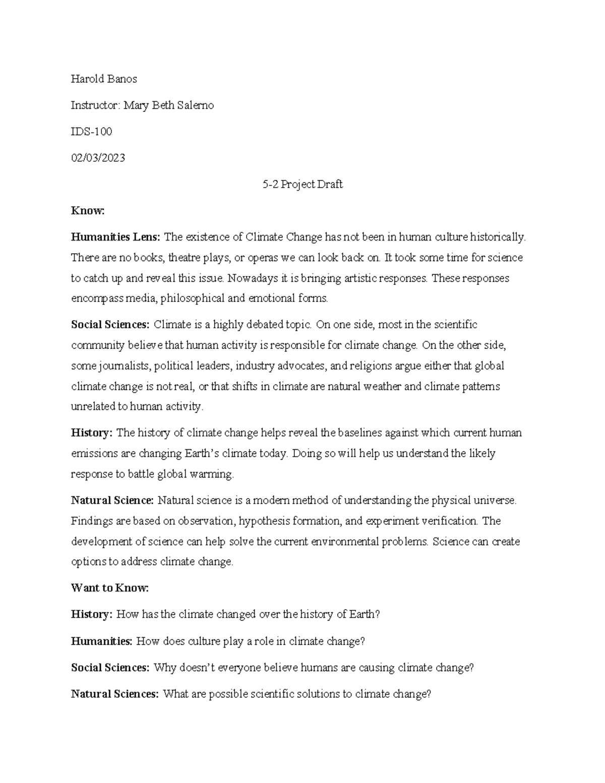 5-2 Project Draft Researching Your Topic - Harold Banos Instructor ...