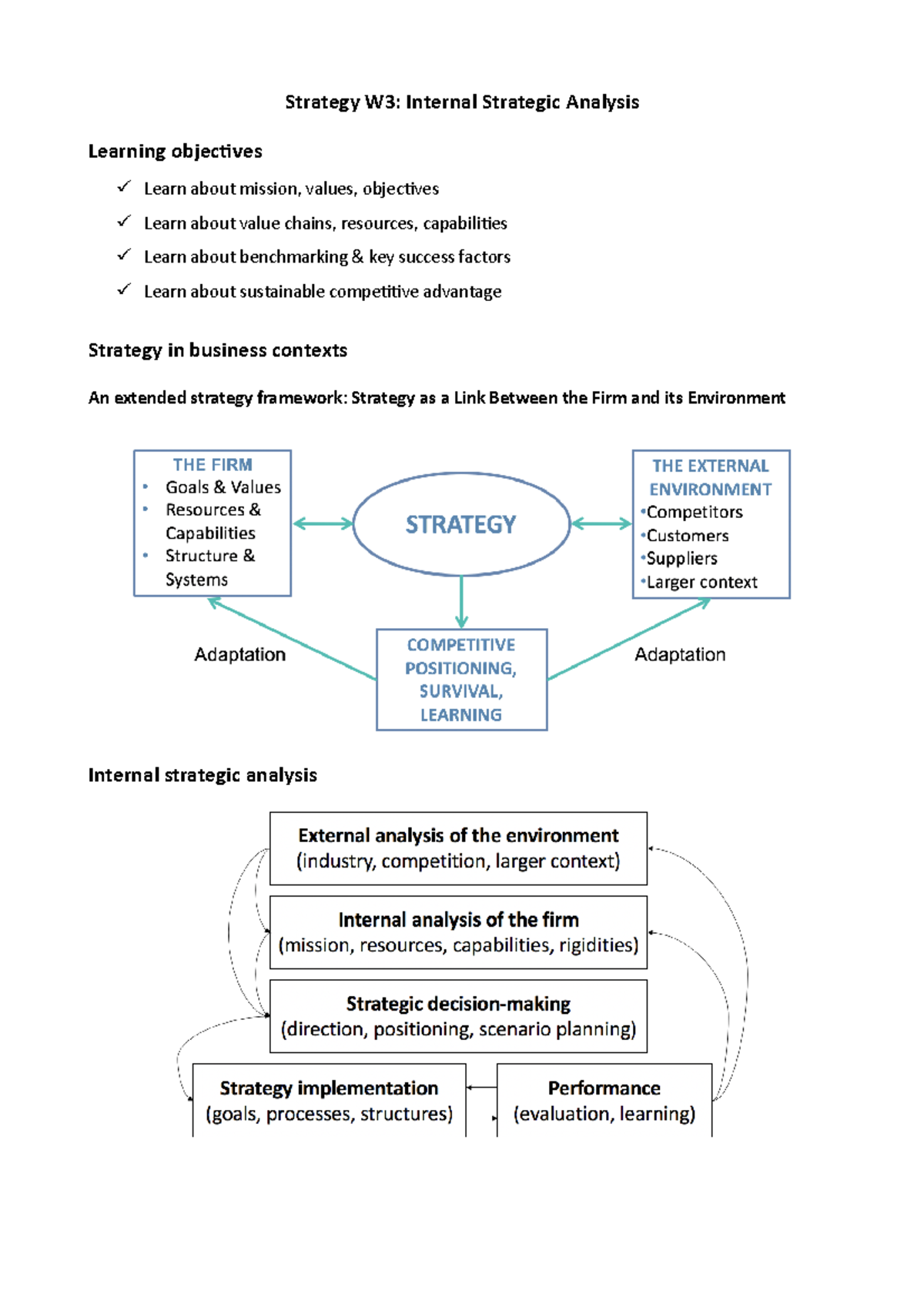 Internal Strategic Analysis - Strategy W3: Internal Strategic Analysis ...