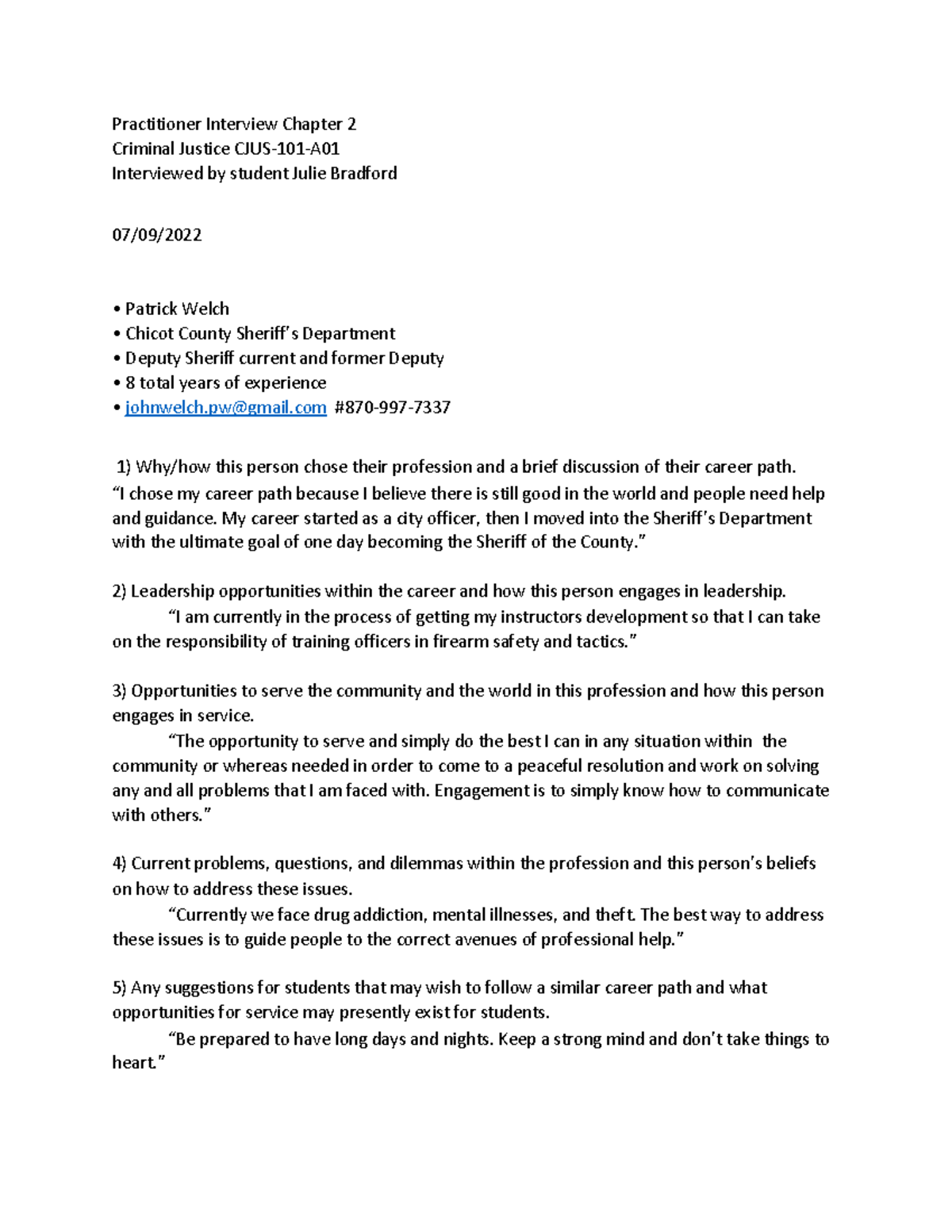 Practitioner Interviewchapter 2-juliebradford - Practitioner Interview ...