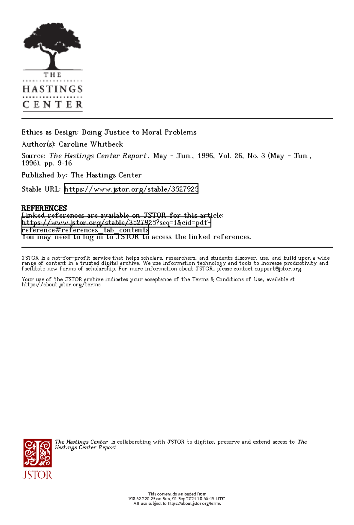Whitbeck - Ethics as Design - Ethics as Design: Doing Justice to Moral ...