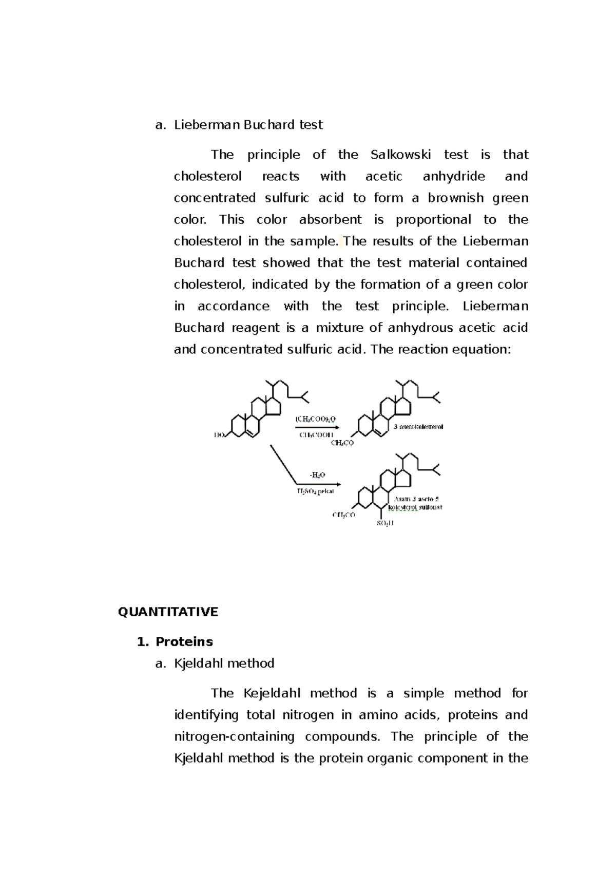 Lieberman Buchard test - a. Lieberman Buchard test The principle of the ...