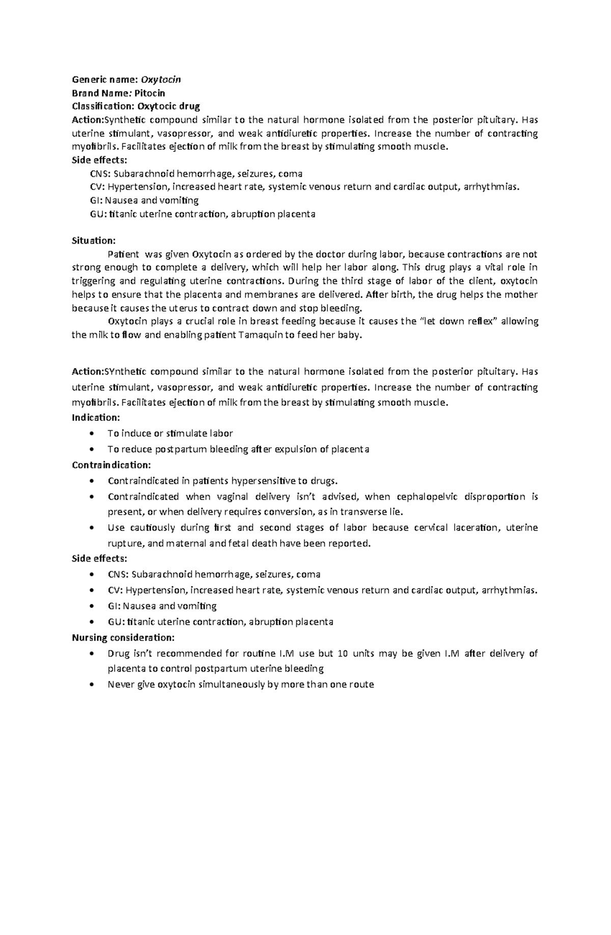 45904970- Oxytocin - Nnnbb - Generic name: Oxytocin Brand Name: Pitocin ...