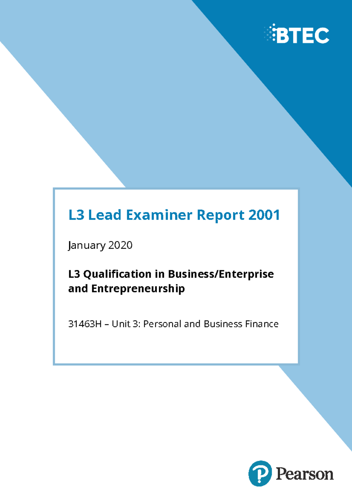 Examiner Report-Unit3-January 2020 - January 2020 L3 Qualification in ...
