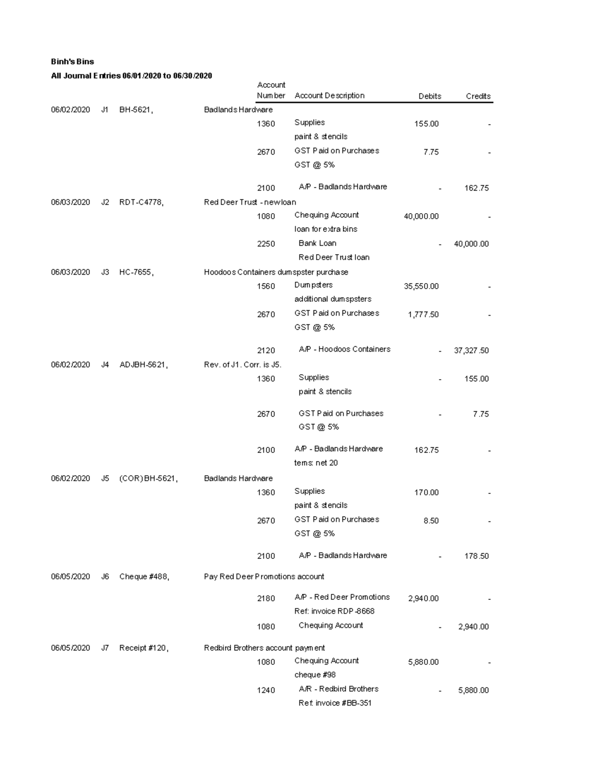 Bins All Journal 1 - sprott shaw college general entry - Binh's Bins ...