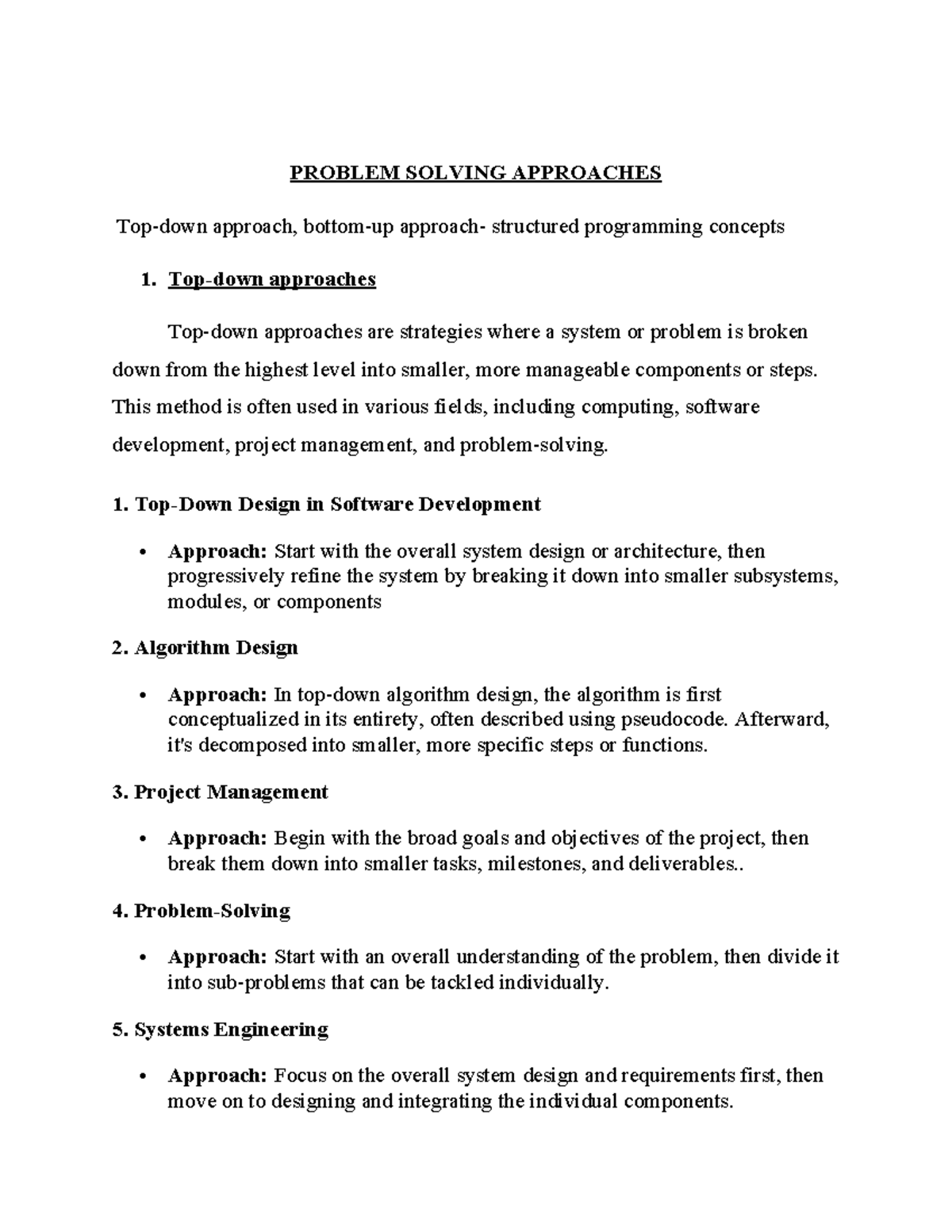 education services - PROBLEM SOLVING APPROACHES Top-down approach ...