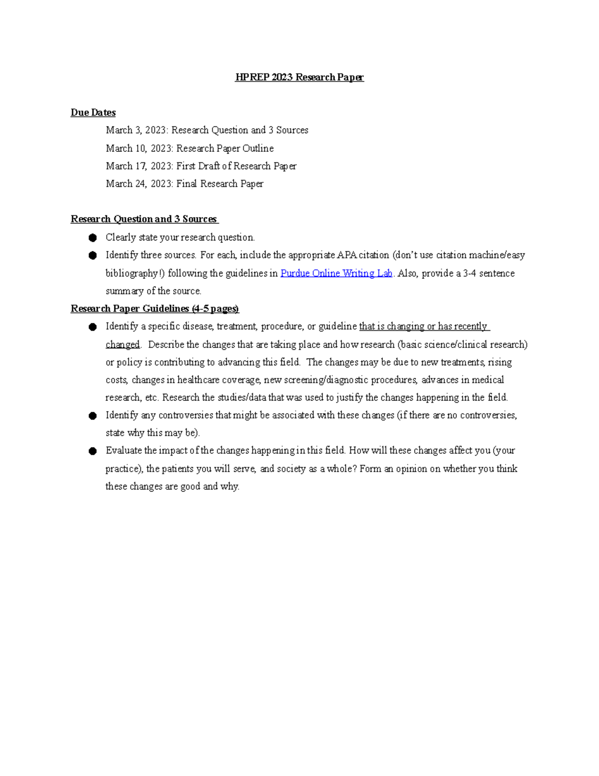 Hrpep 2023 Research Paper Assignment - HPREP 2023 Research Paper Due ...