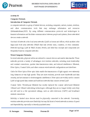 Database Assignment - HND DDD - Activity 01 Activity1. Data Data is defined as a collection of ...