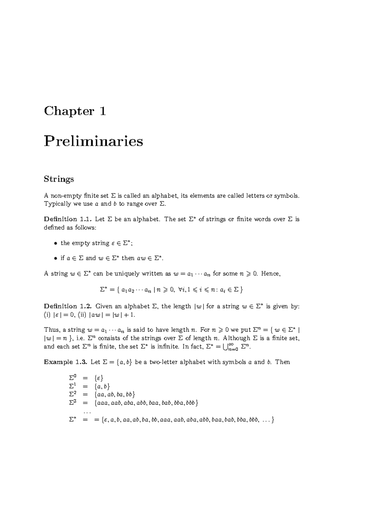 2it70 Chapter 1 Automata Notes Chapter 1 Chapter 1 Preliminaries