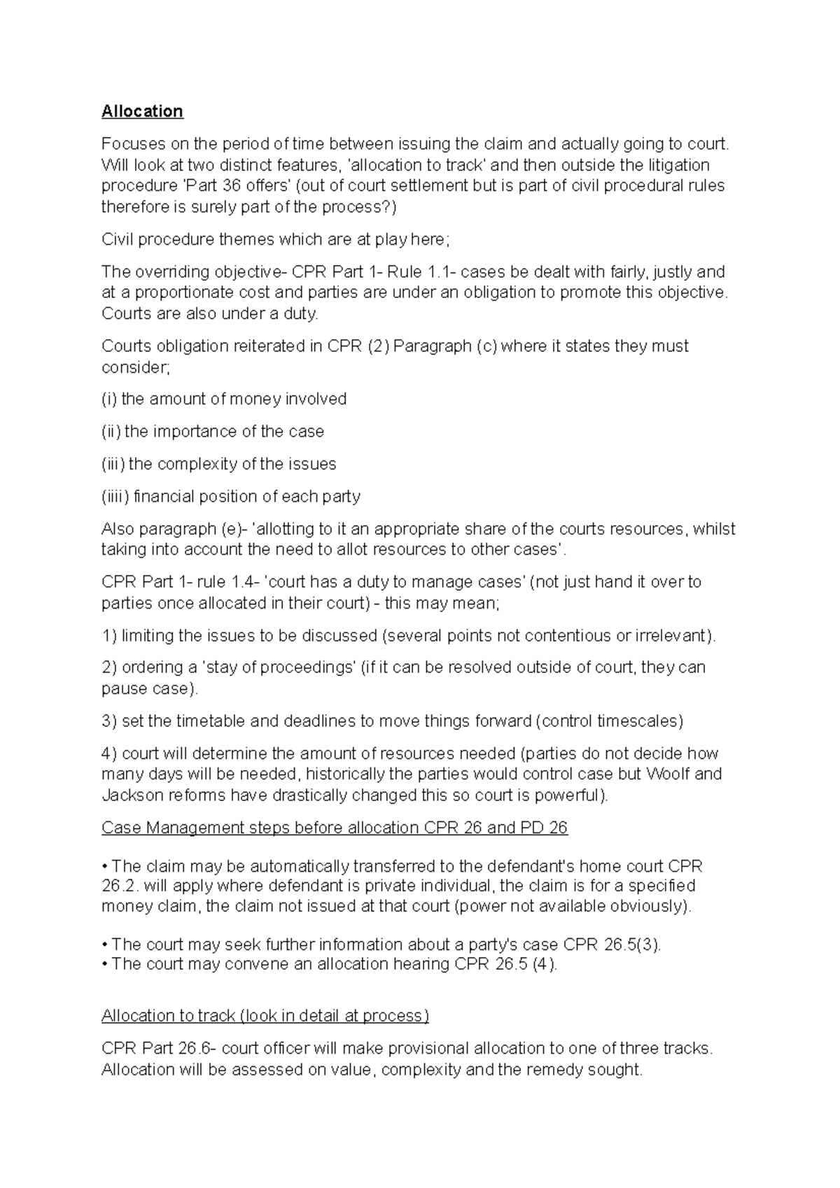 Allocation and Track System - Allocation Focuses on the period of time ...