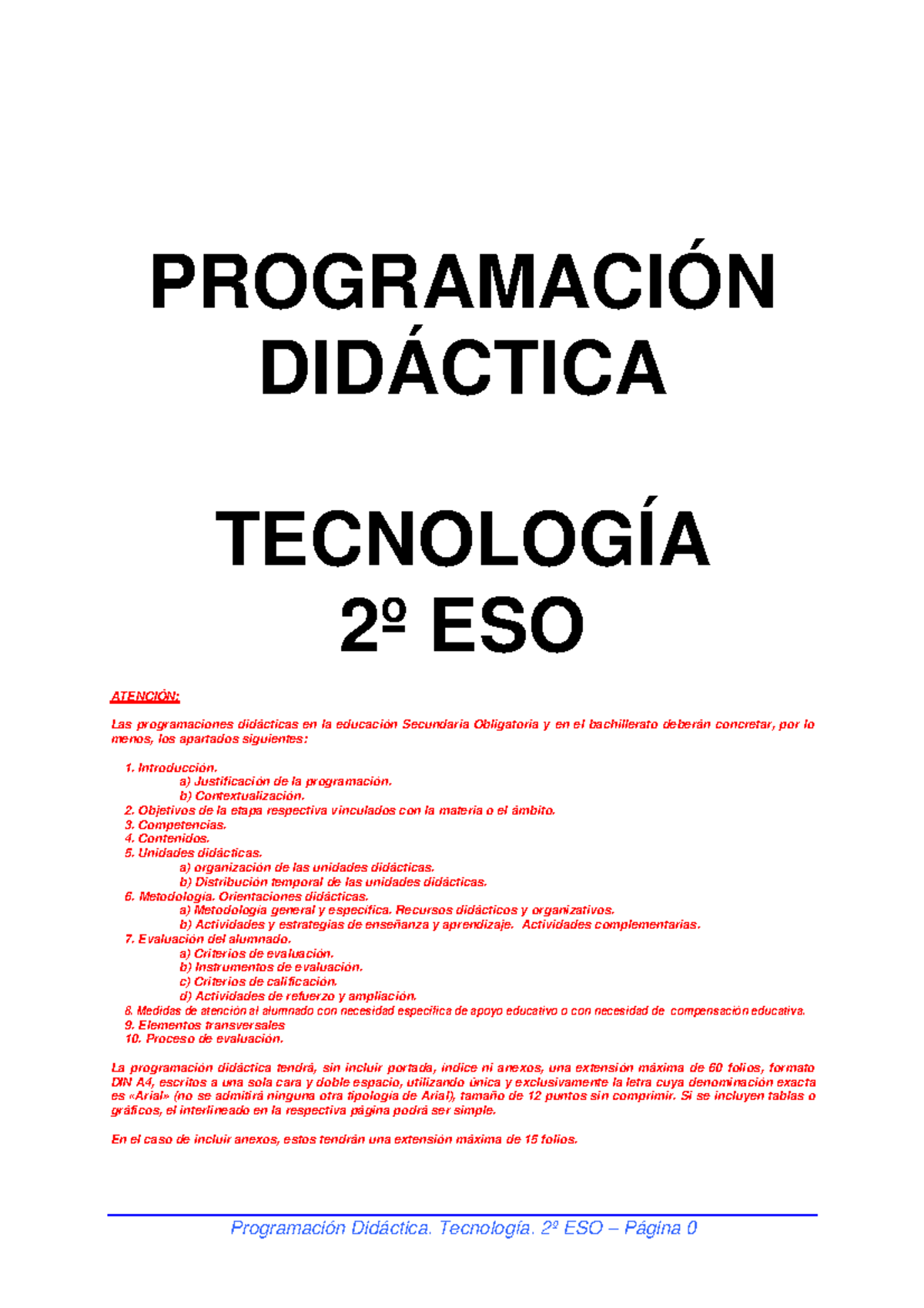Lomce. Programación. 2º ESO - PROGRAMACIÓN DIDÁCTICA TECNOLOGÍA 2º ESO ...